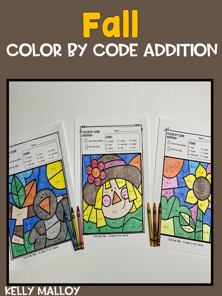 An Apple For The Teacher: Fall Color By Number Worksheets