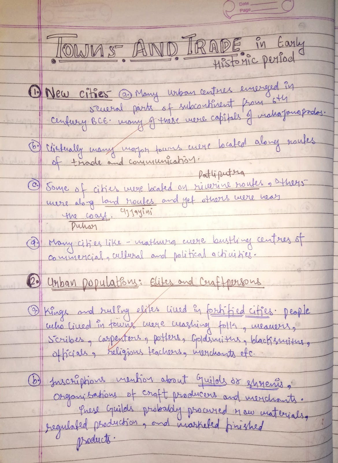 Handwritten notes of Kings, Farmers and Towns- History - Class 12th ...