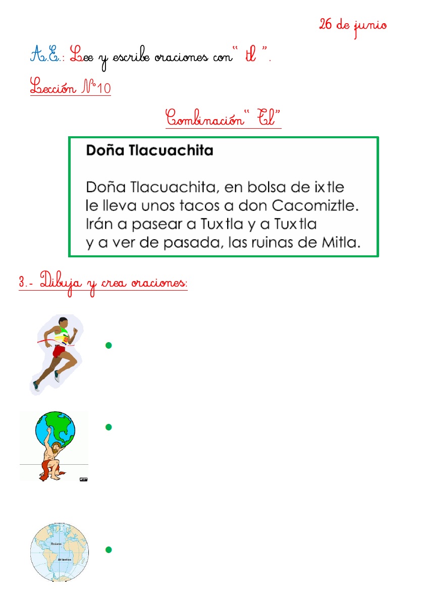 Comunicación 1º B: Tema: Combinación "TL" - 26 de junio