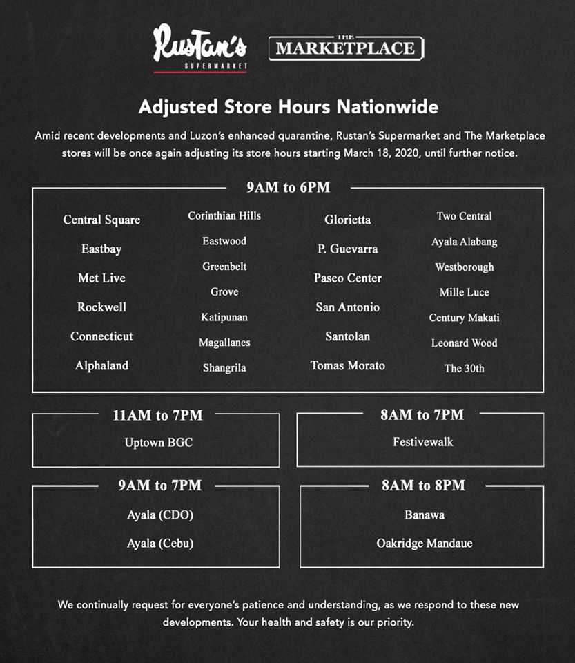 Manila Shopper: Temporary Mall Closure, Adjusted Operating Hours of ...