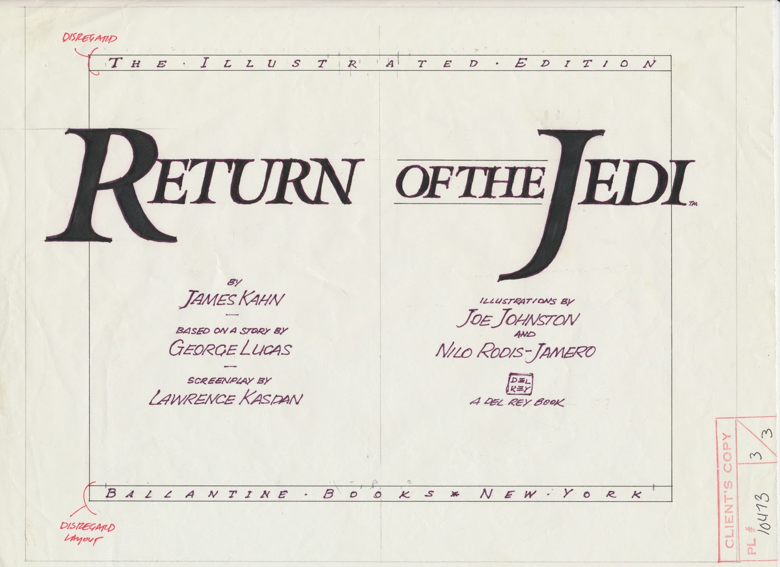 Tenth Letter of the Alphabet: Under Cover: Return of the Jedi