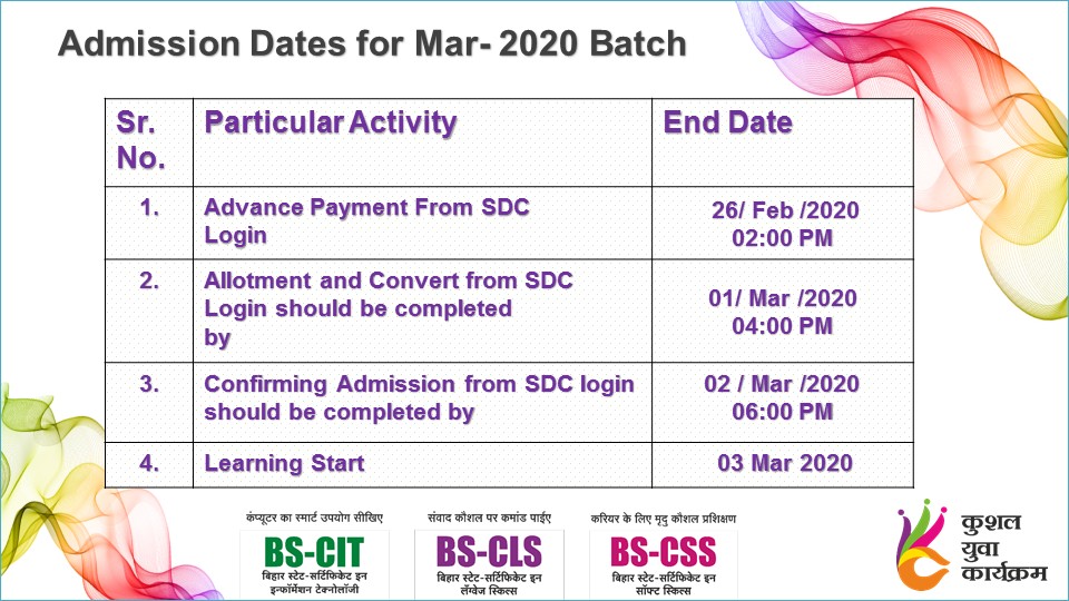 BIHAR SKILL DEVELOPMENT CENTER ,GORAUL BLOCK ,VAISHALI ,BIHAR.