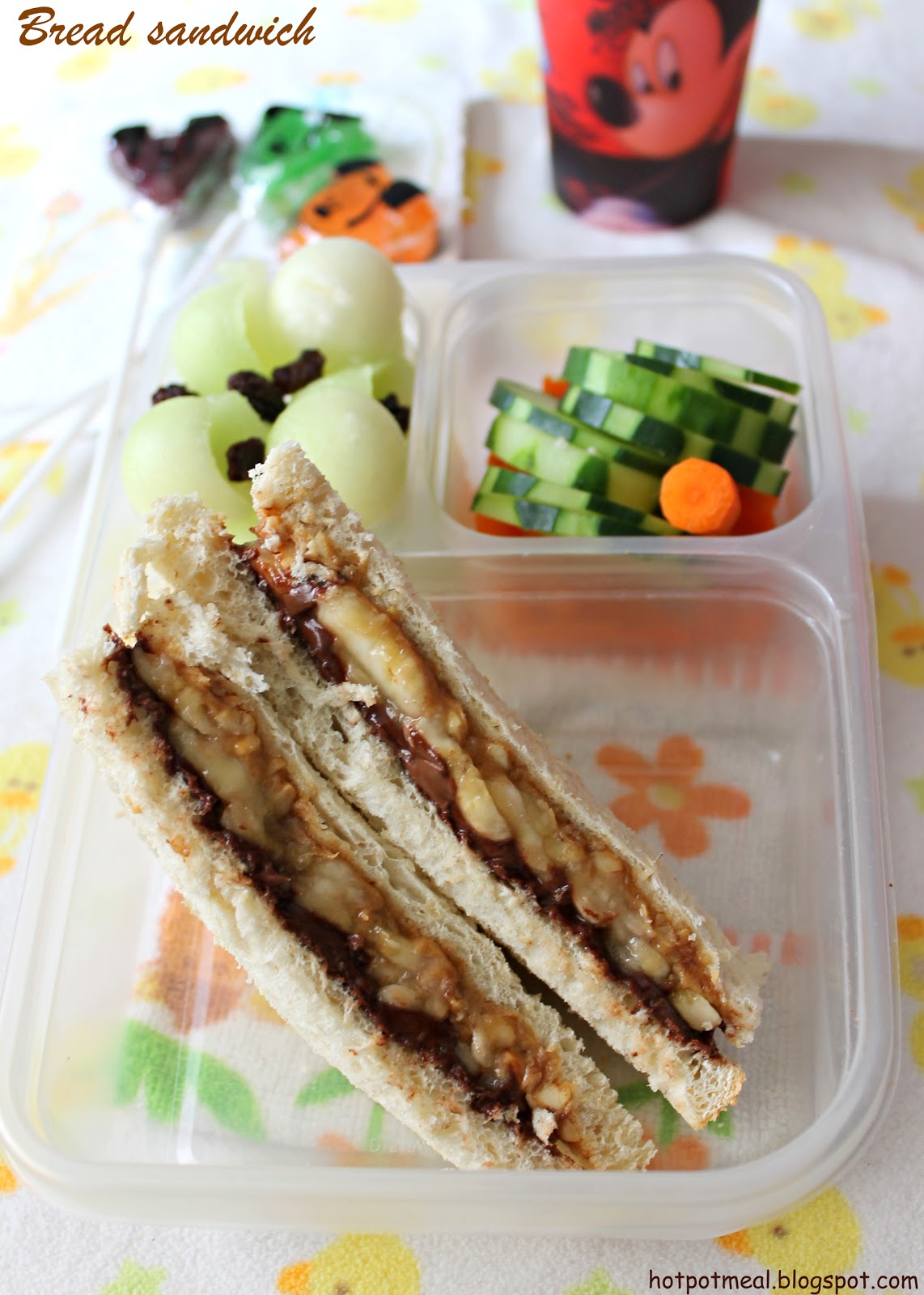 Hot pot cooking: Bread sandwich (Kids lunch box)