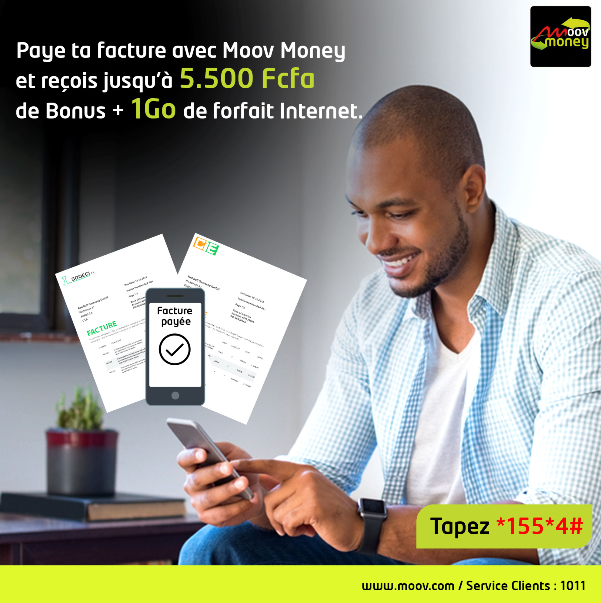 MOOV MONEY: PROMO PAIEMENT DE FACTURE CIE/SODECI