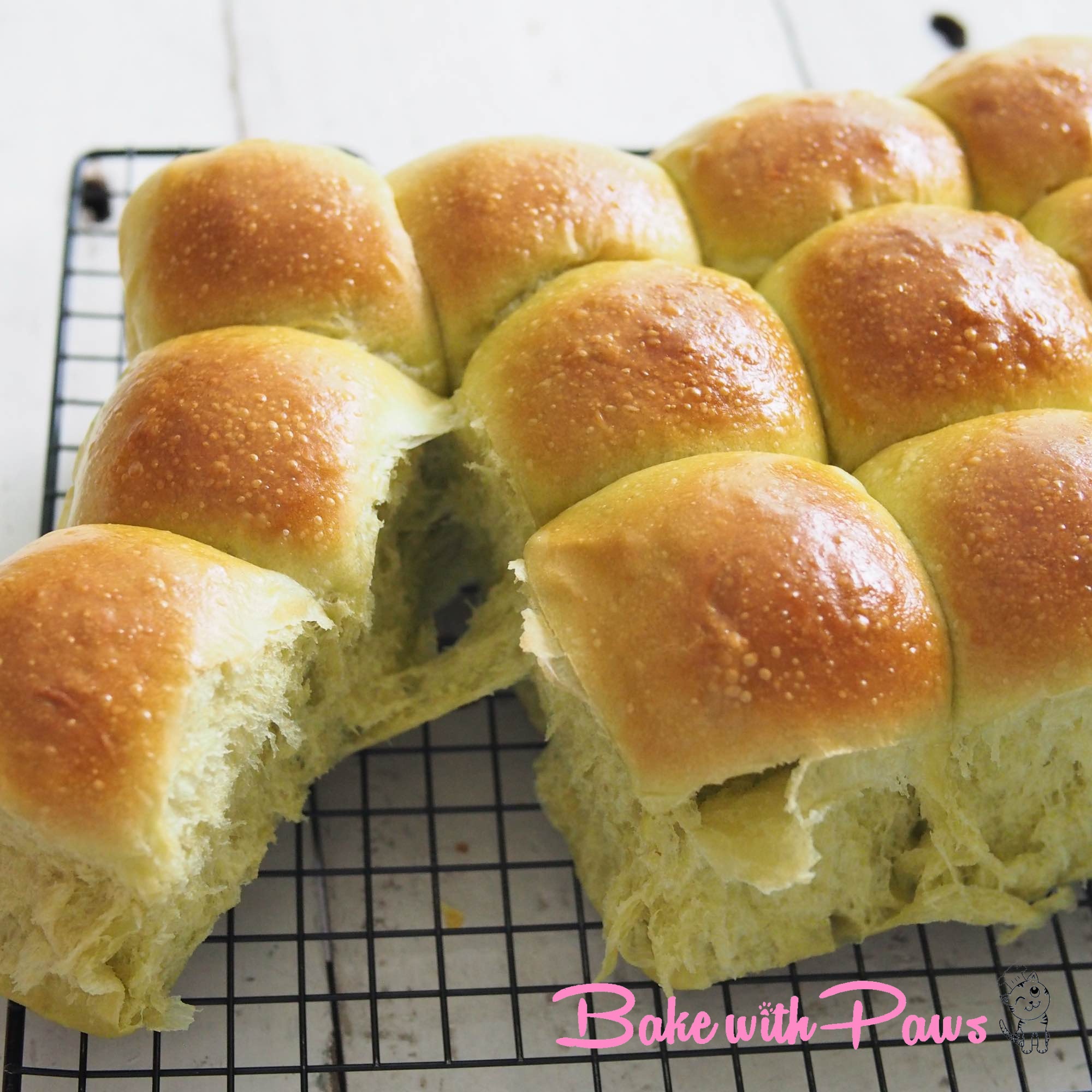 Pandan Soft Bread Buns (Sourdough) - BAKE WITH PAWS