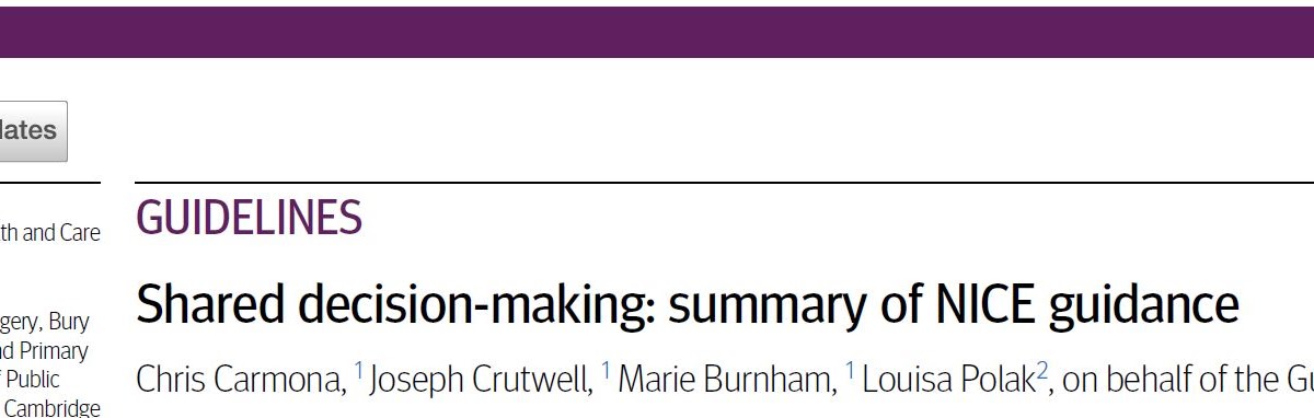 CIMEF: Guía NICE sobre Toma de Decisiones Compartida