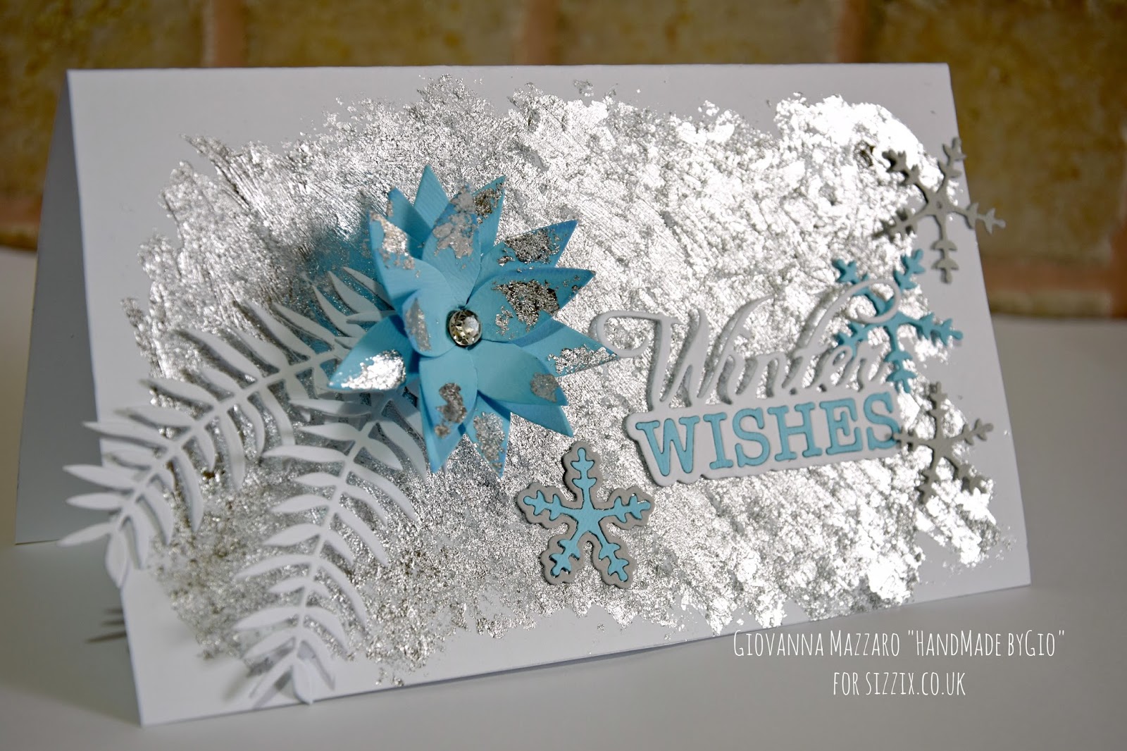 Crafting ideas from Sizzix UK: "Winter wishes" card.