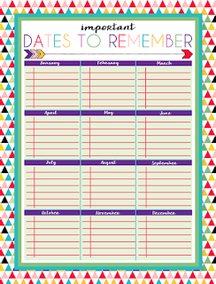 Free Printable Dates to Remember Log | i should be mopping the floor