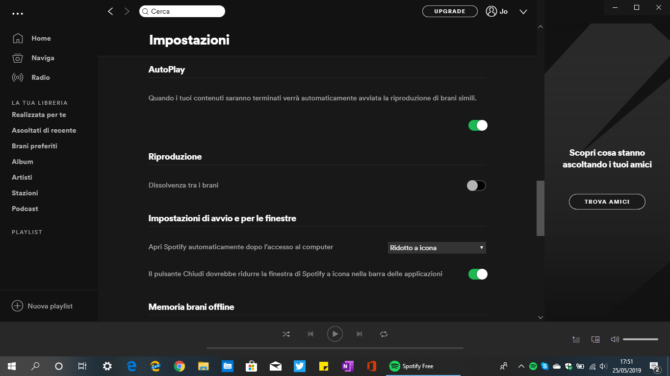 Come visualizzare (sempre) Spotify nell'area di notifica Windows 10