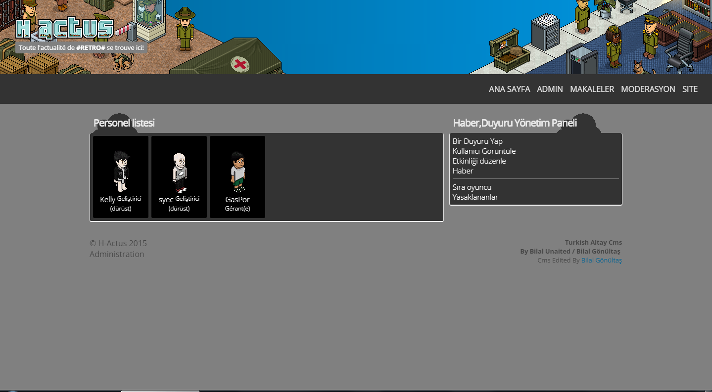 Habbo CMS/Fansite Design By Bilal Gönültaş | H-actus - Retro Platformu