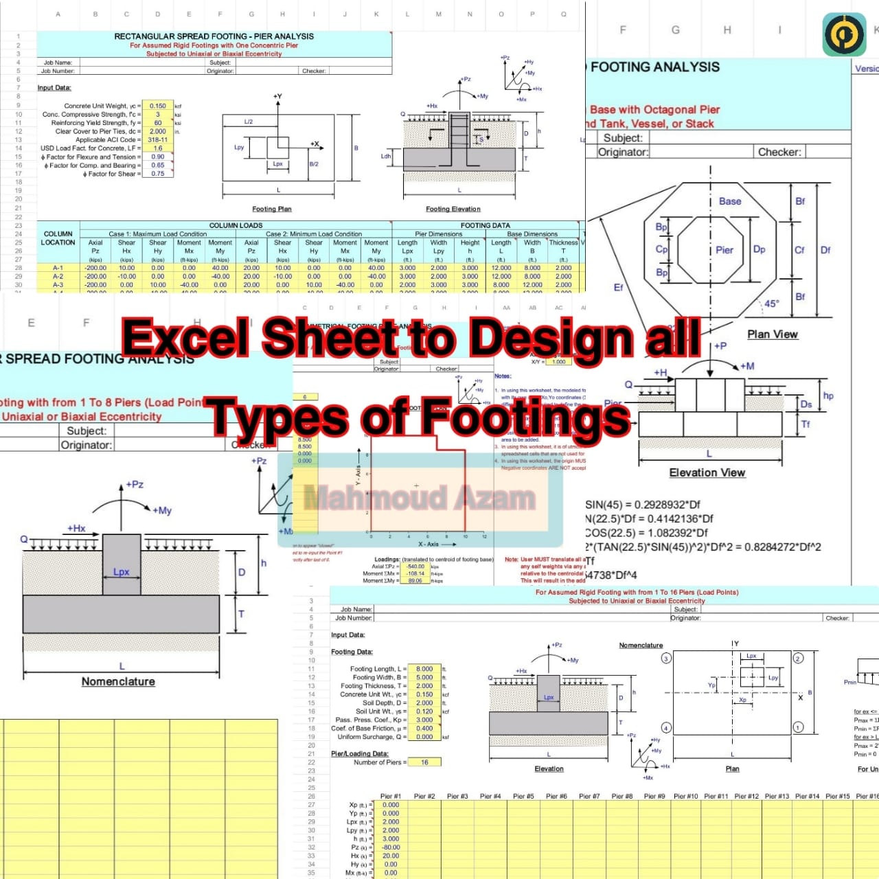 Excel Sheet to Design all Types of Footings