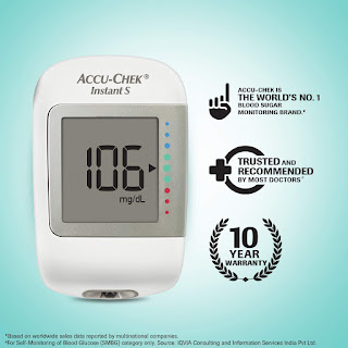 Accu-Chek Instant S Glucometer with Free Test Strips, 10 Count (White ...