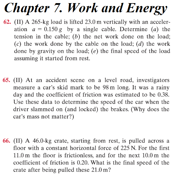 Calculus Based Physics I: Chapter 7 Work and Energy