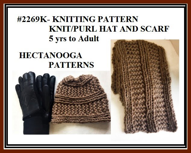 HECTANOOGA PATTERNS: Knitting Pattern for Men: Knit Purl Hat and Scarf ...