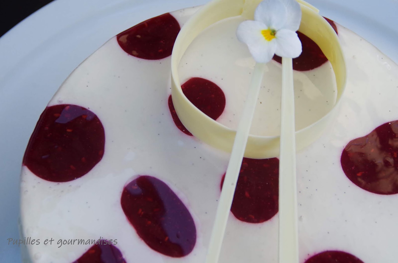 Entremet vanille , framboise et citron