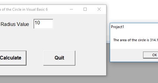 Free Programming Source Codes And Computer Programming Tutorials Area Of The Circle In Visual