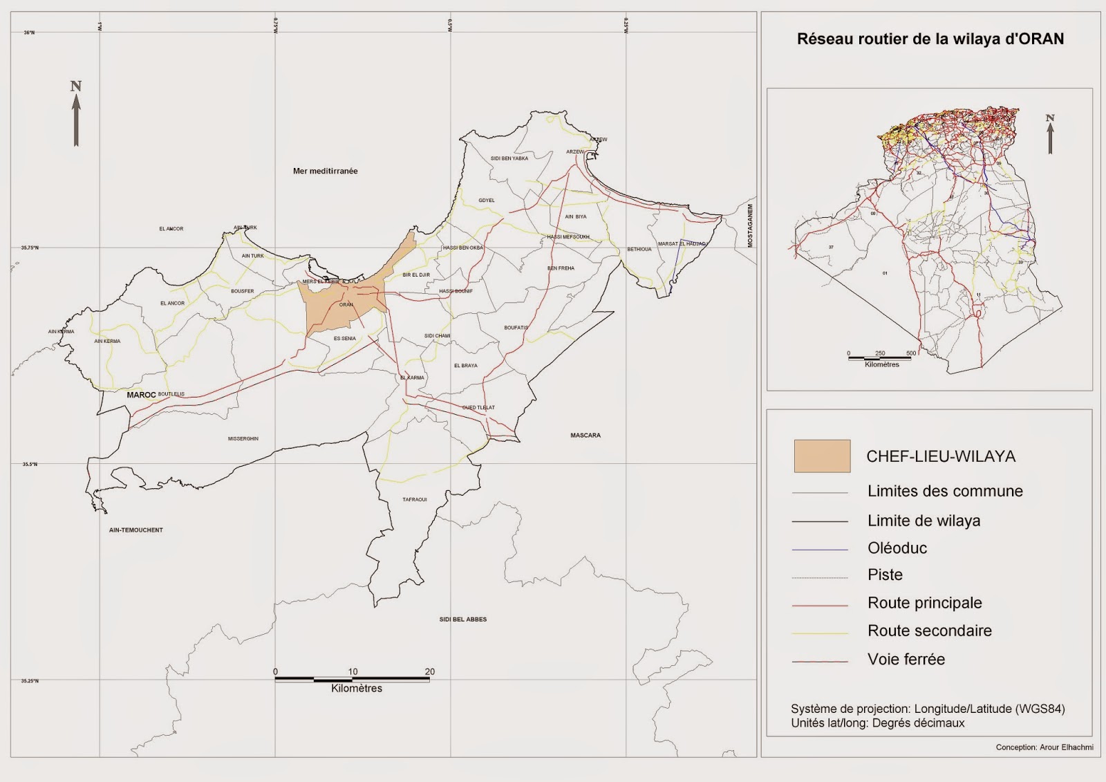 Découpage administratif de l'Algérie & Monographie: Carte du réseau ...