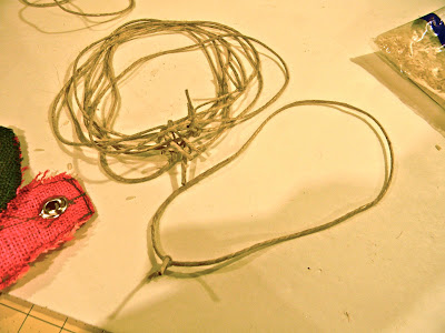 Then slip each loop of twine through the grommets in your leaves and ...