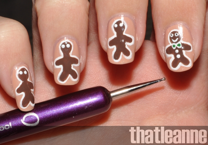 thatleanne: Choccy Gingerbread Men Nail Art!
