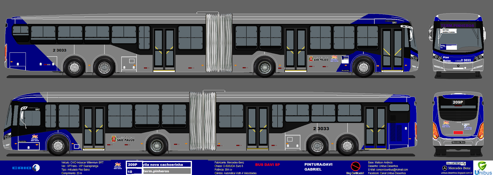 Desenhos SP Bus: Caio Millenium BRT mercedez benz Blue -Tec 5 Sambaiba ...