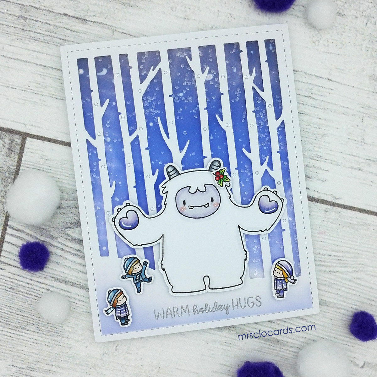 Yeti Holidays shaker card - Handmade cards by Claudia Mauri