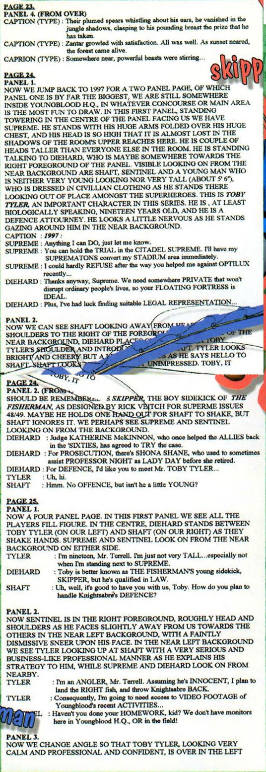 Alan Moore's Forgotten Awesome: Judgment Day script pages: Alpha