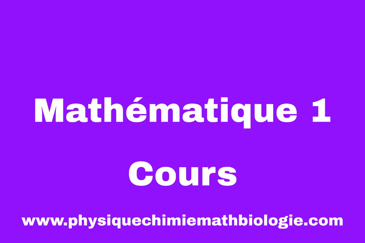 Cours de Mathématique 1 PDF