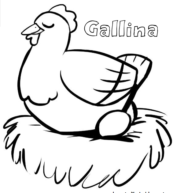 Gallina empollando huevo para colorear - COLOREA TUS DIBUJOS