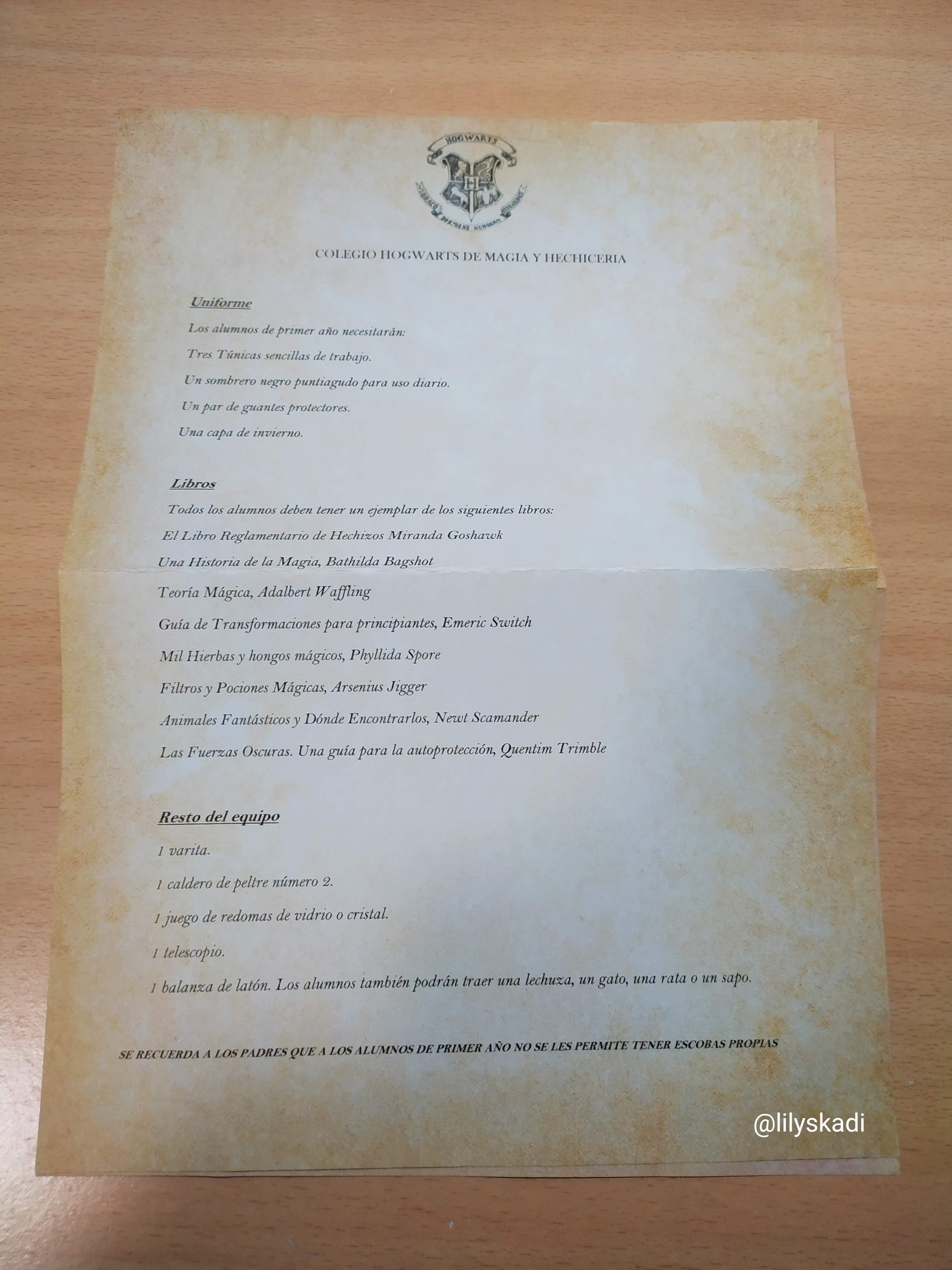 Genwaku: Hogwarts admission letter · Carta de admisión a Hogwarts