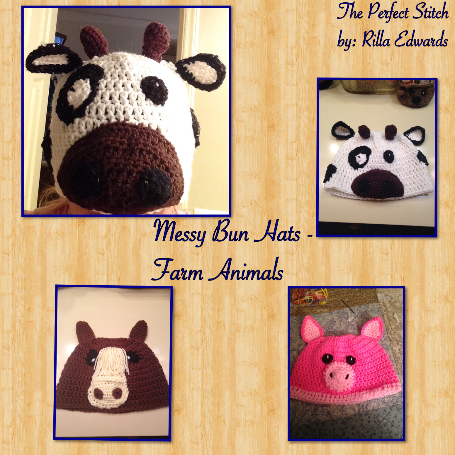 The Perfect Stitch...: Messy Bun Hats - Farm Animals