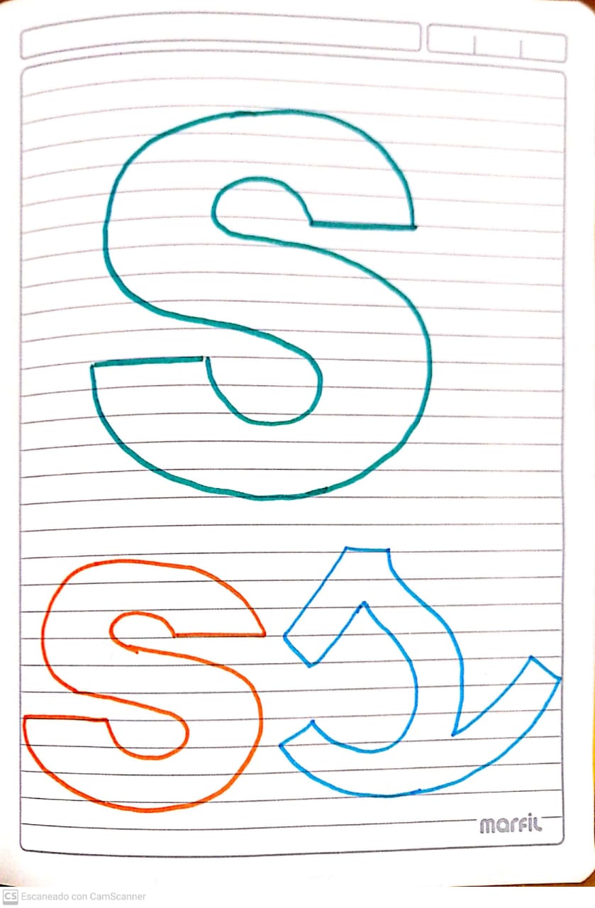 GRADO JARDÍN: DIOS ME CREO-PRACTICANDO LA LETRA S CURSIVA