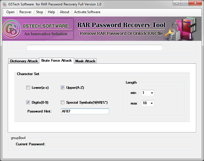 Gstech WinRar Password unlocker software