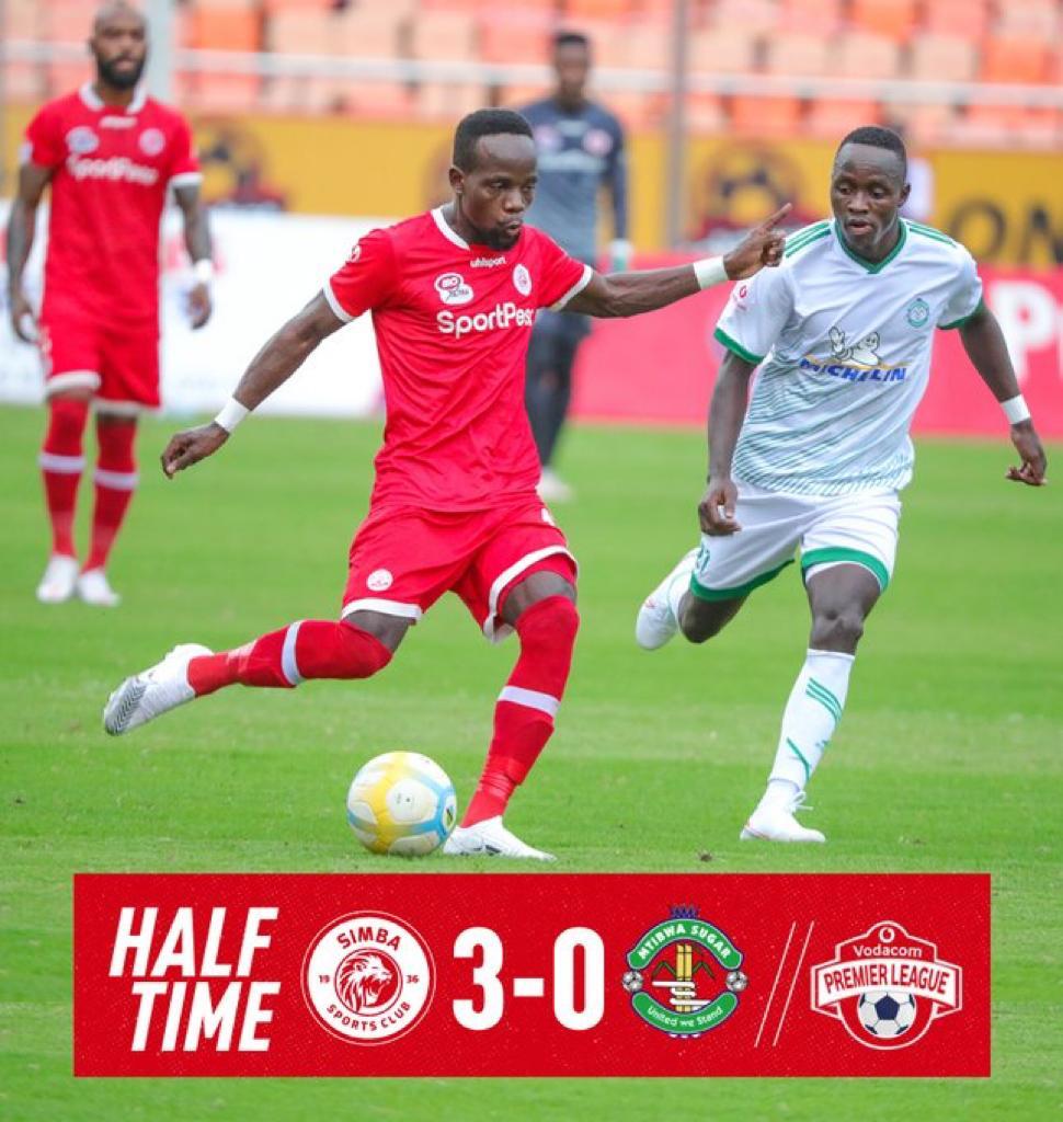 MAX SPORTS: SIMBA SPORTS CLUB YAIGARAGAZA MTIBWA 3-0 HALF-TIME