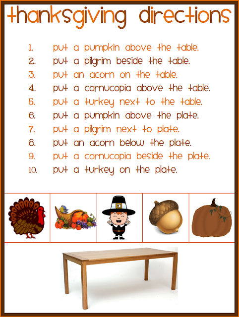 Valanglia: A PREPOSITION PRACTICE EXERCISE: THANKSGIVING DIRECTIONS