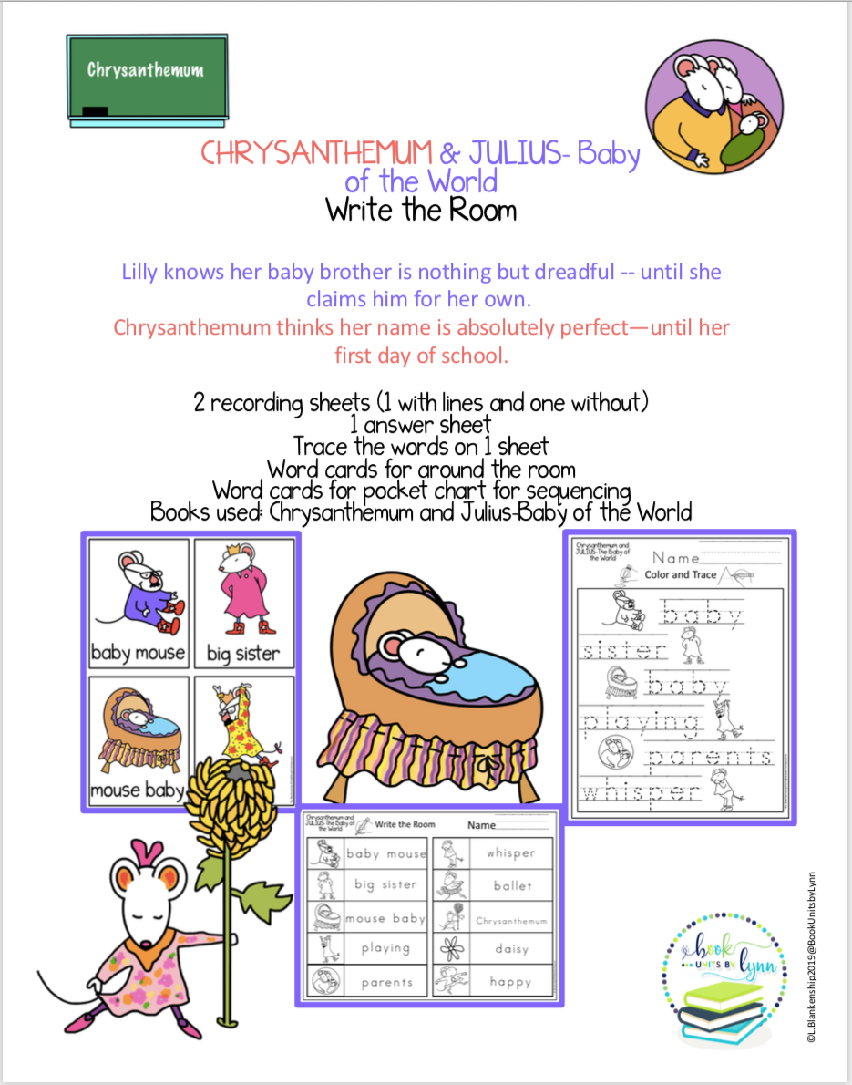 CHRYSANTHEMUM & JULIUS-BABY OF THE WORLD WRITE THE ROOM ~ Book Units by ...
