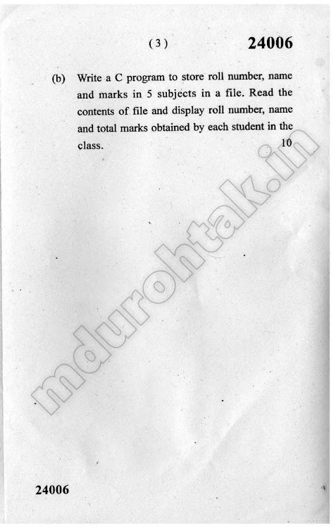 Fundamentals Of Computer And Programming In C Question Paper B Tech 1st Year December 2019