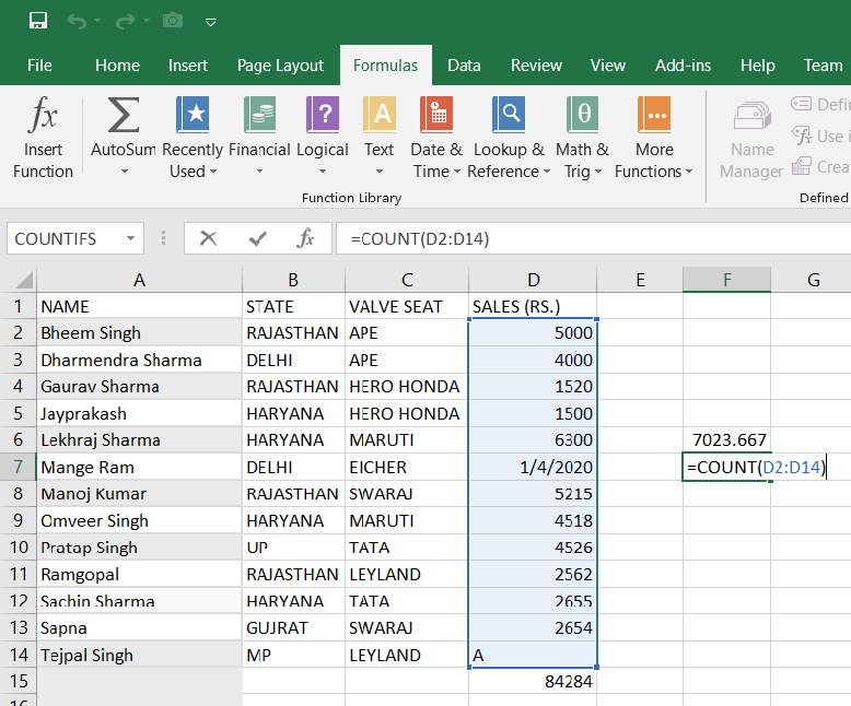 Arora Computer Education Society COUNT FUNCTION IN Excel Arora Computer Education Society COUNT FUNCTION IN Excel