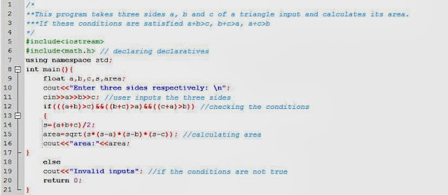 Programming Chunks C Program That Calculates The Area Of Triangle When Its Three Sides Are