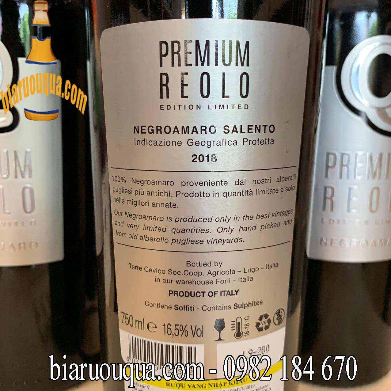 Rượu vang Ý Q Premium Reolo Negroamaro 16.5% chai 750ml
