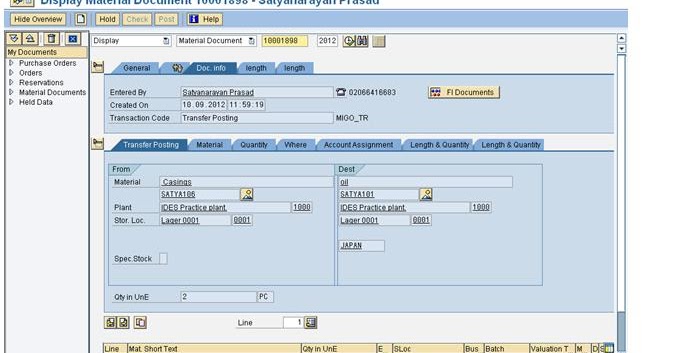 SAP MM : Transfer posting from material to material in SAP (Material ...