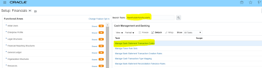 HSRoracentre: Bank statement transaction codes in oracle cloud