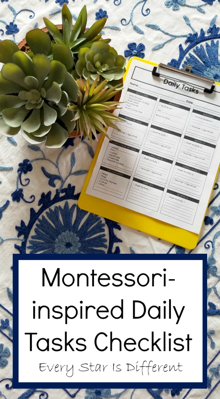 FREE Daily Tasks Checklist for Elementary Students in Montessori ...