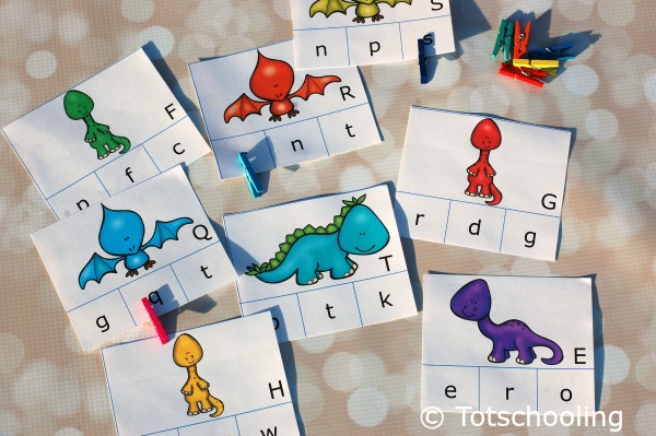 Dinosaur Alphabet Clip Cards | Totschooling - Toddler, Preschool ...