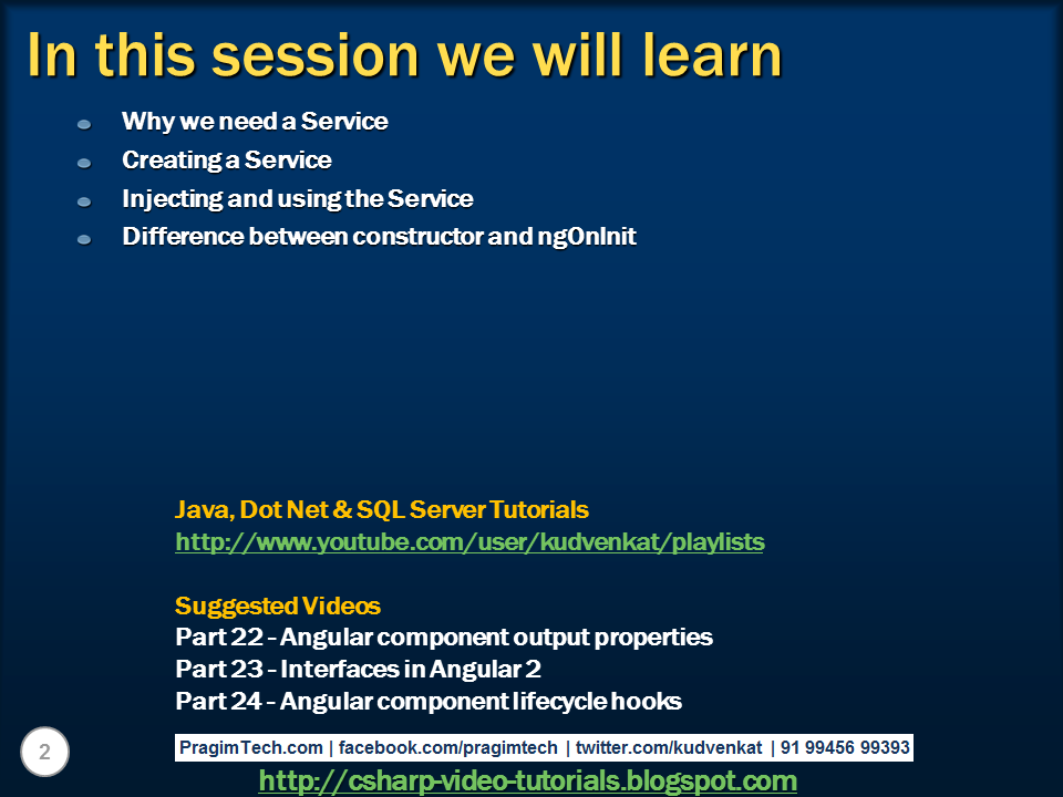 Sql Server Net And C Video Tutorial Angular Services Tutorial