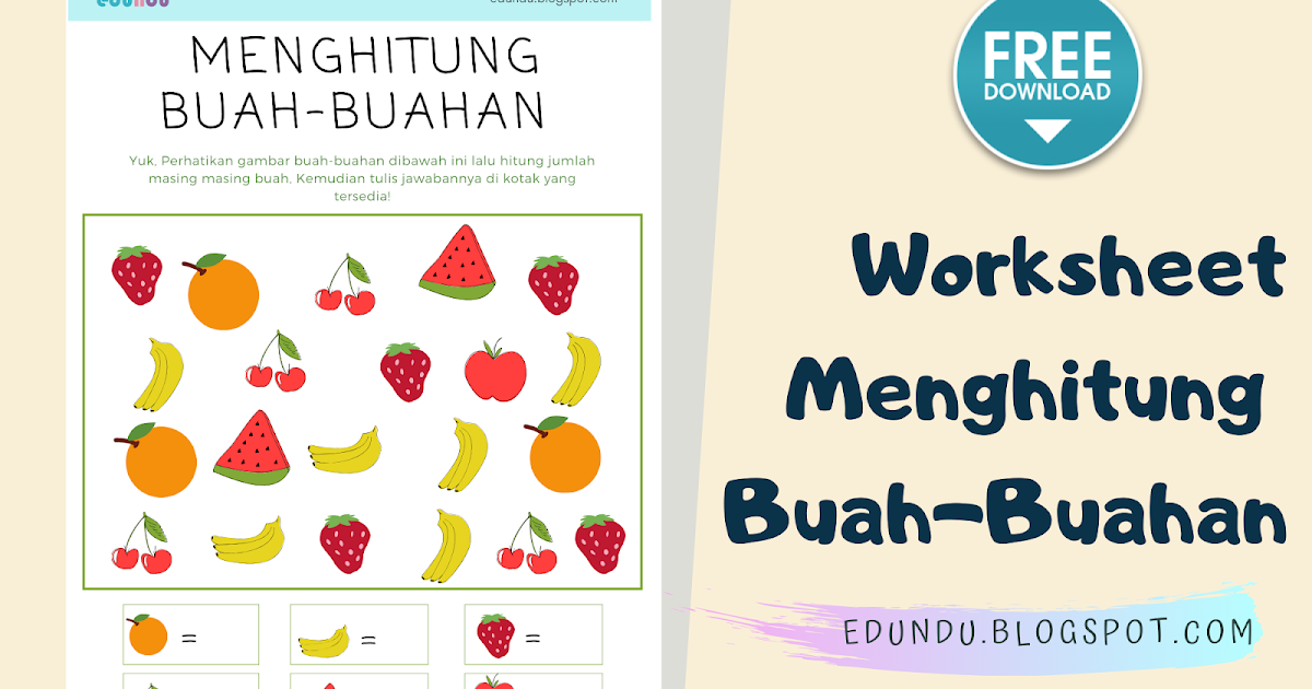 Worksheet Menghitung Buah-Buahan Free Download