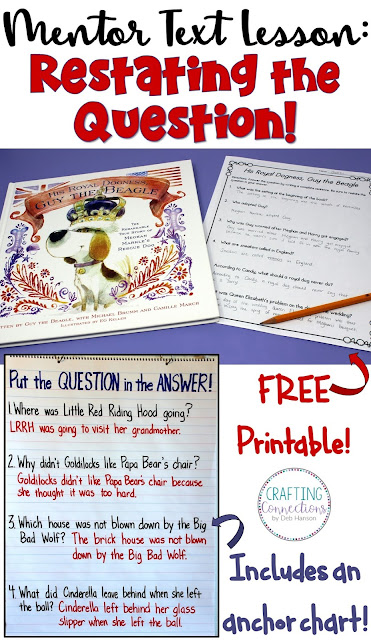 Restating the Question in the Answer (Freebie included!) | Crafting ...