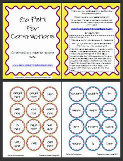 Classroom Freebies Too: Go Fish for Contractions