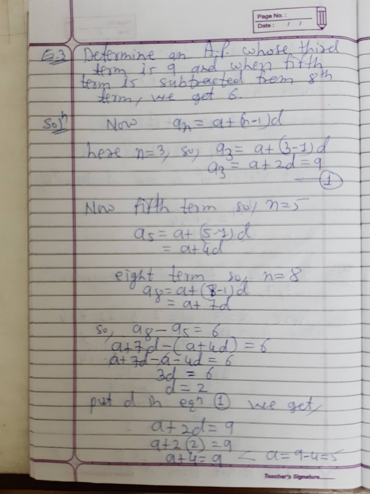 Math grade 10th Arithmetic Progressions 10/08/20 class work