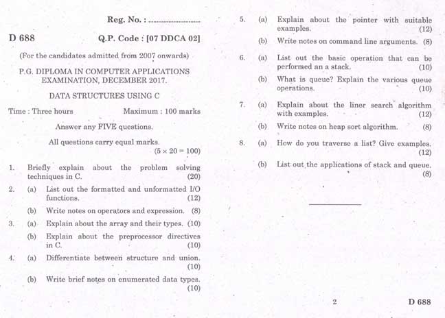 Bharathiar University P.G. DIPLOMA IN COMPUTER APPLICATION - DATA ...