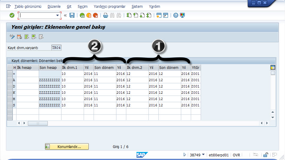 Kayıt Dönemlerinin Açılması ve Kapatılması (OB52) | SAP Muhasebe